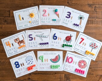 Numbers 1-10 Matching Preschool Math Counting Activity Learn | Etsy