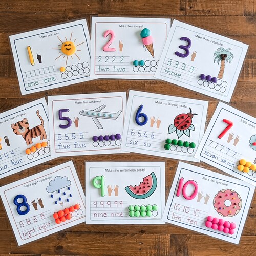 Numbers Play Doh Mat Set 1-10 Matching Toddler Math Counting - Etsy