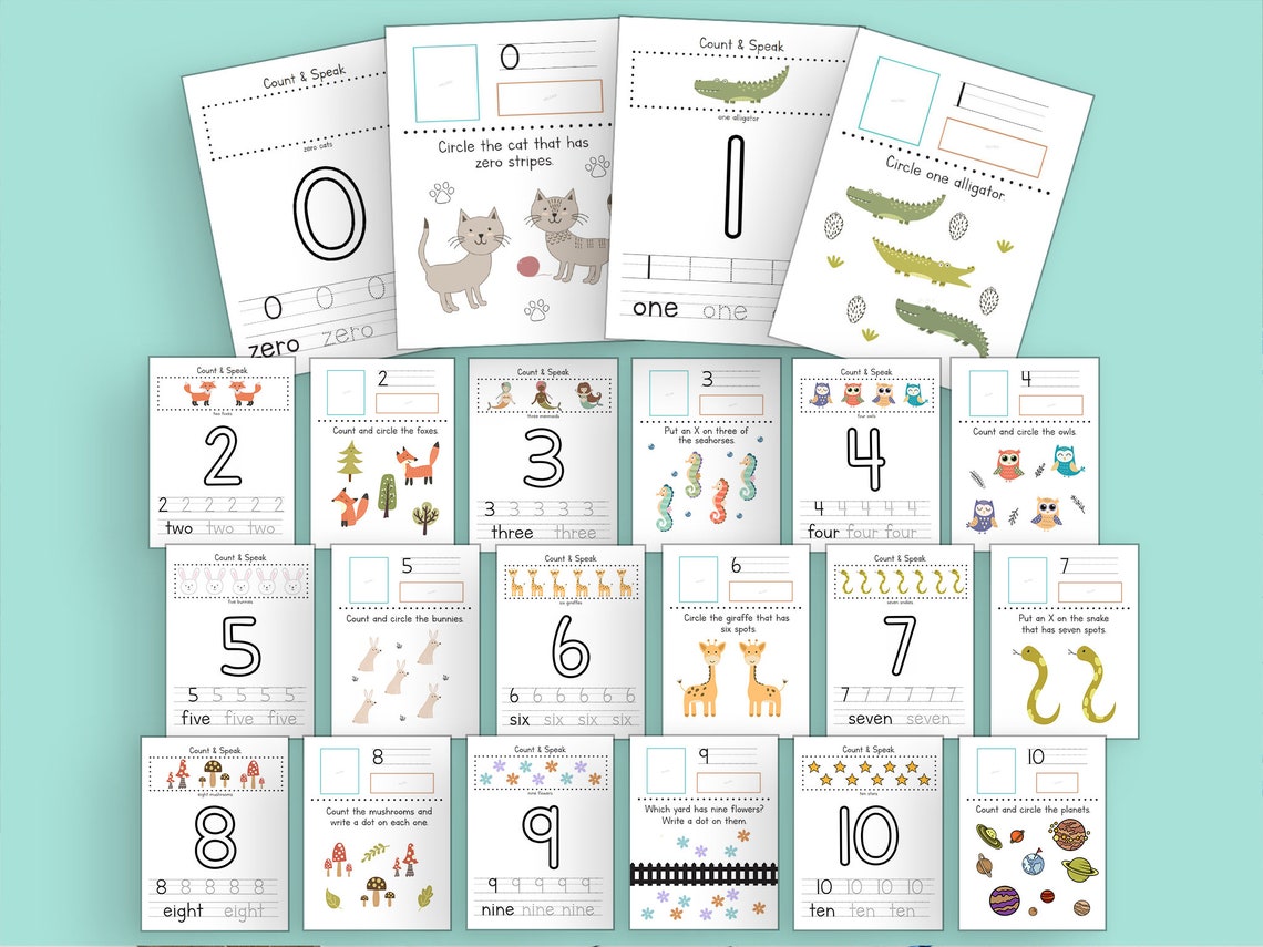 Numbers 1-10 Matching, Preschool Math Counting Activity, Learn to Write ...