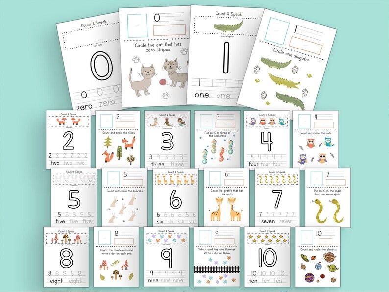 Numbers 1-10 Matching, Preschool Math Counting Activity, Learn to Write ...