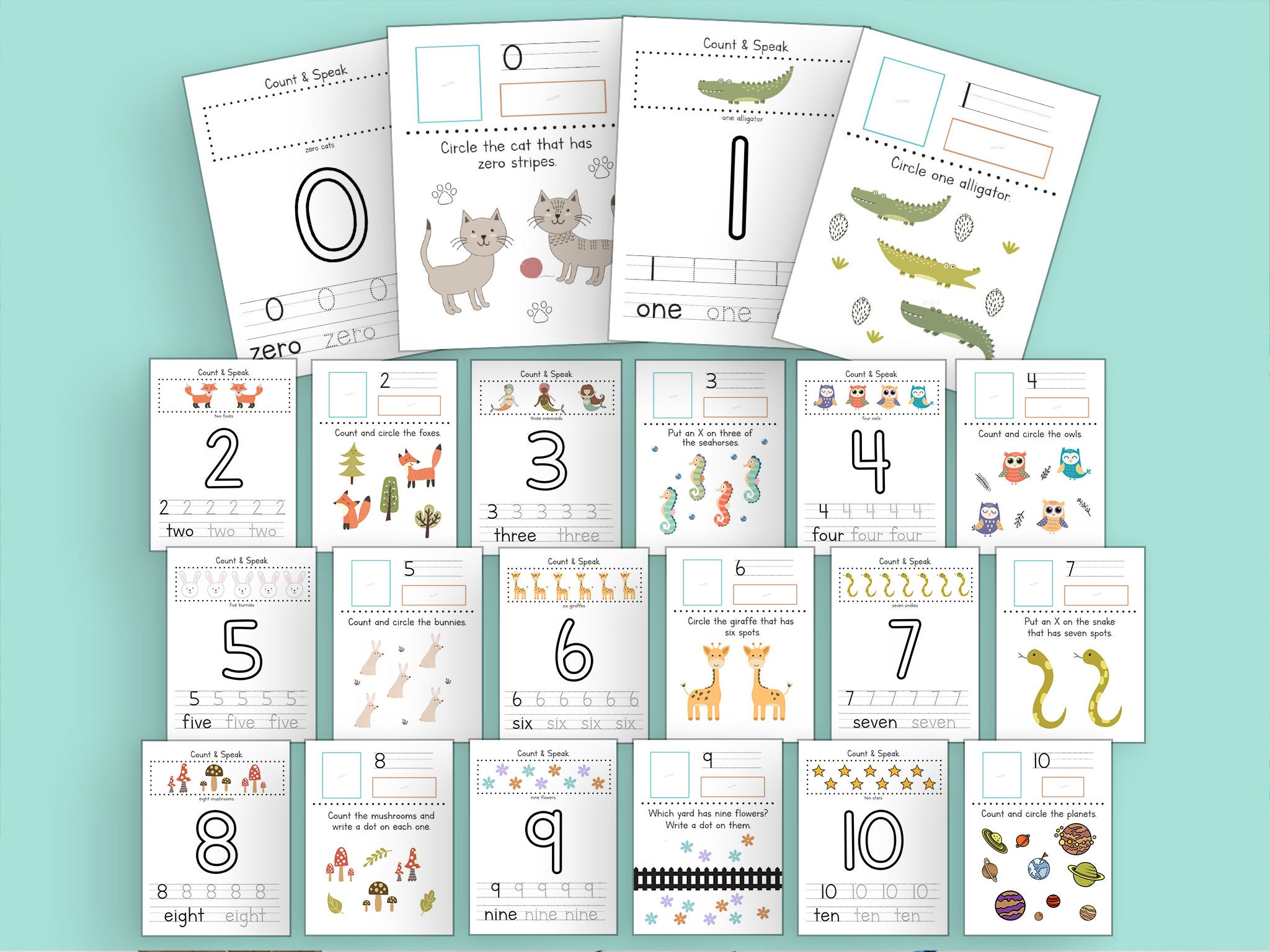 Numbers 1-10 Matching, Preschool Math Counting Activity, Learn to Write ...