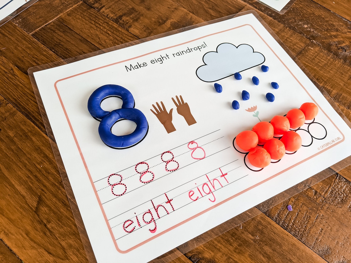 Numbers Play Doh Mat Set 1-10 Matching Toddler Math Counting - Etsy