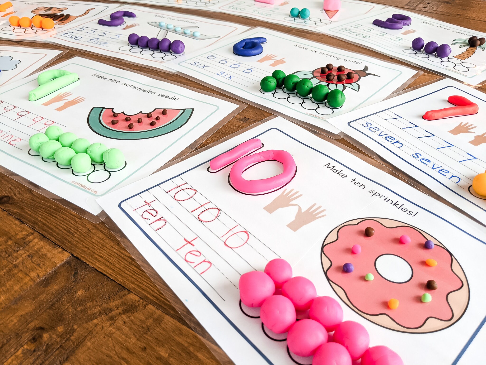 Numbers Play Doh Mat Set, 1-10 Matching, Toddler Math Counting Activity ...