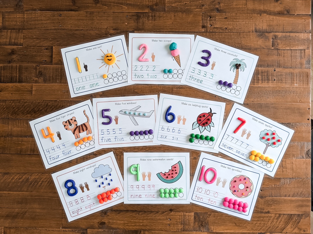 Numbers Play Doh Mat Set, 1-10 Matching, Toddler Math Counting Activity ...