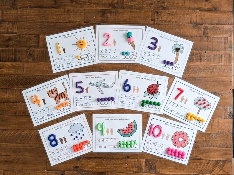Numbers Play Doh Mat Set, 1-10 Matching, Toddler Math Counting Activity ...