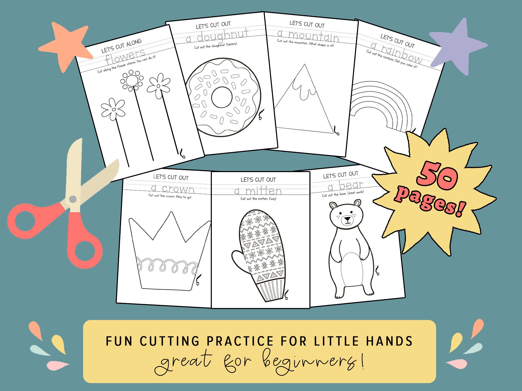 Scissor Skills Preschool Cutting Activity Learn to Cut and Trace ...