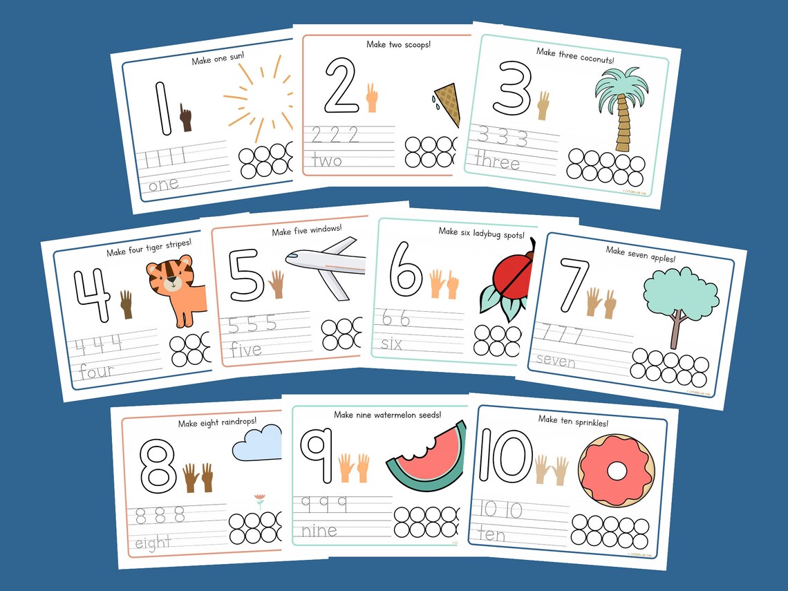 Numbers Play Doh Mat Set 1-10 Matching Toddler Math Counting - Etsy