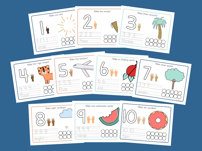 Numbers Play Doh Mat Set 1-10 Matching Toddler Math Counting | Etsy