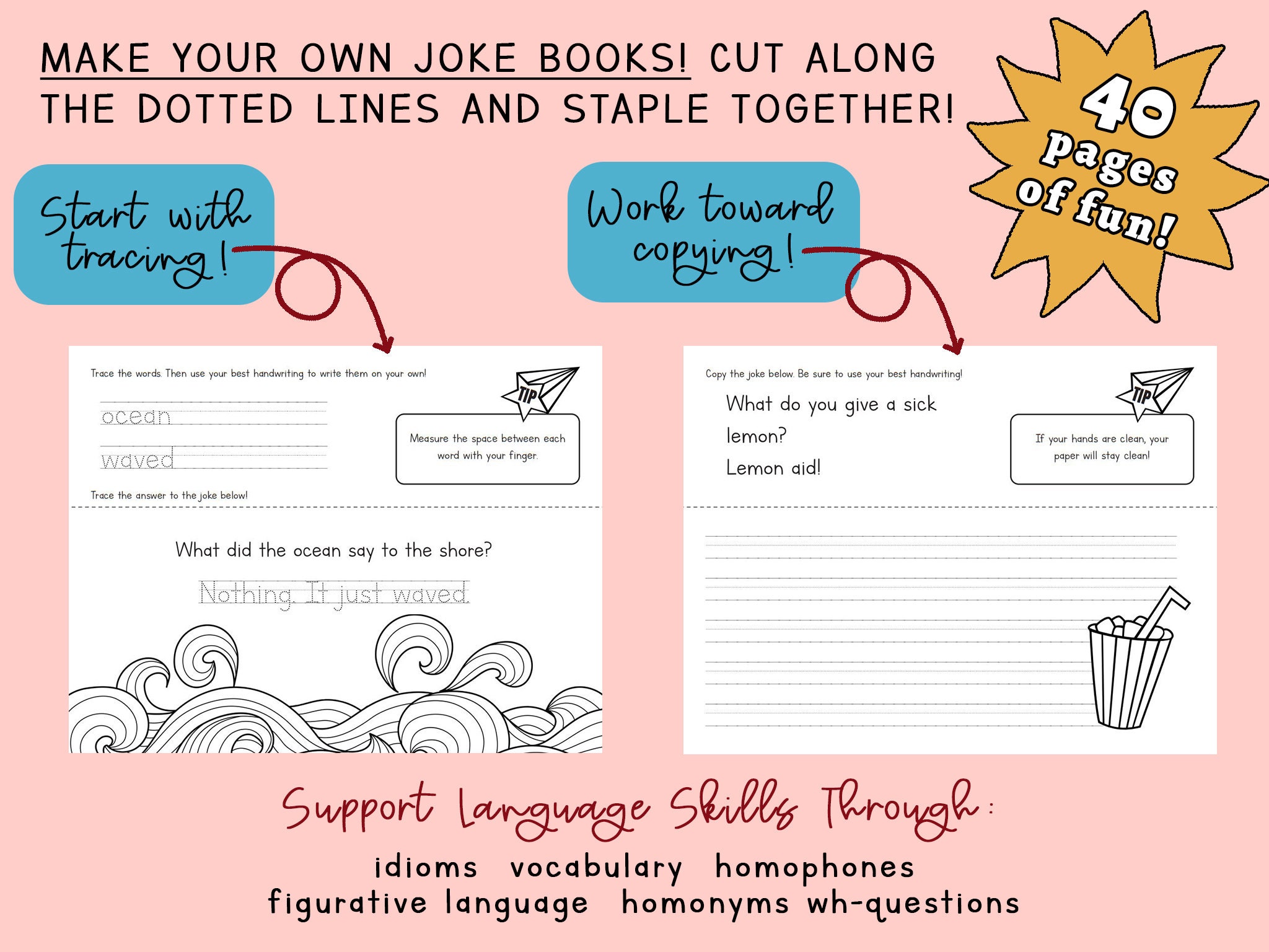Make Your Own Handwriting Joke Book Printing Practice for Grades K-3 ...