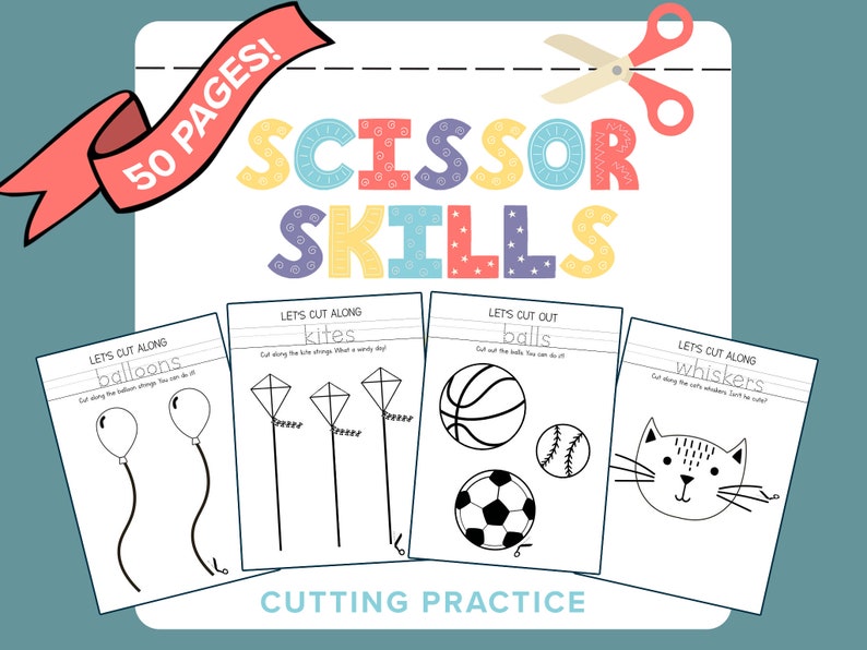 Scissor Skills Preschool Cutting Activity Learn to Cut and Trace ...