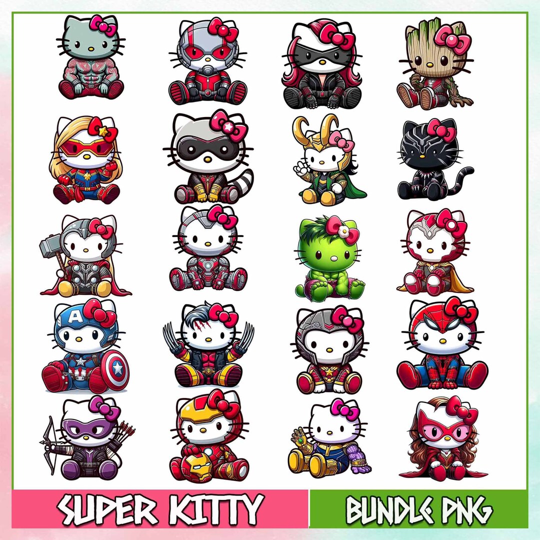Superhero Kitties PNG, Super Avenger Bundle Png Clipart, Kitty Cat ...