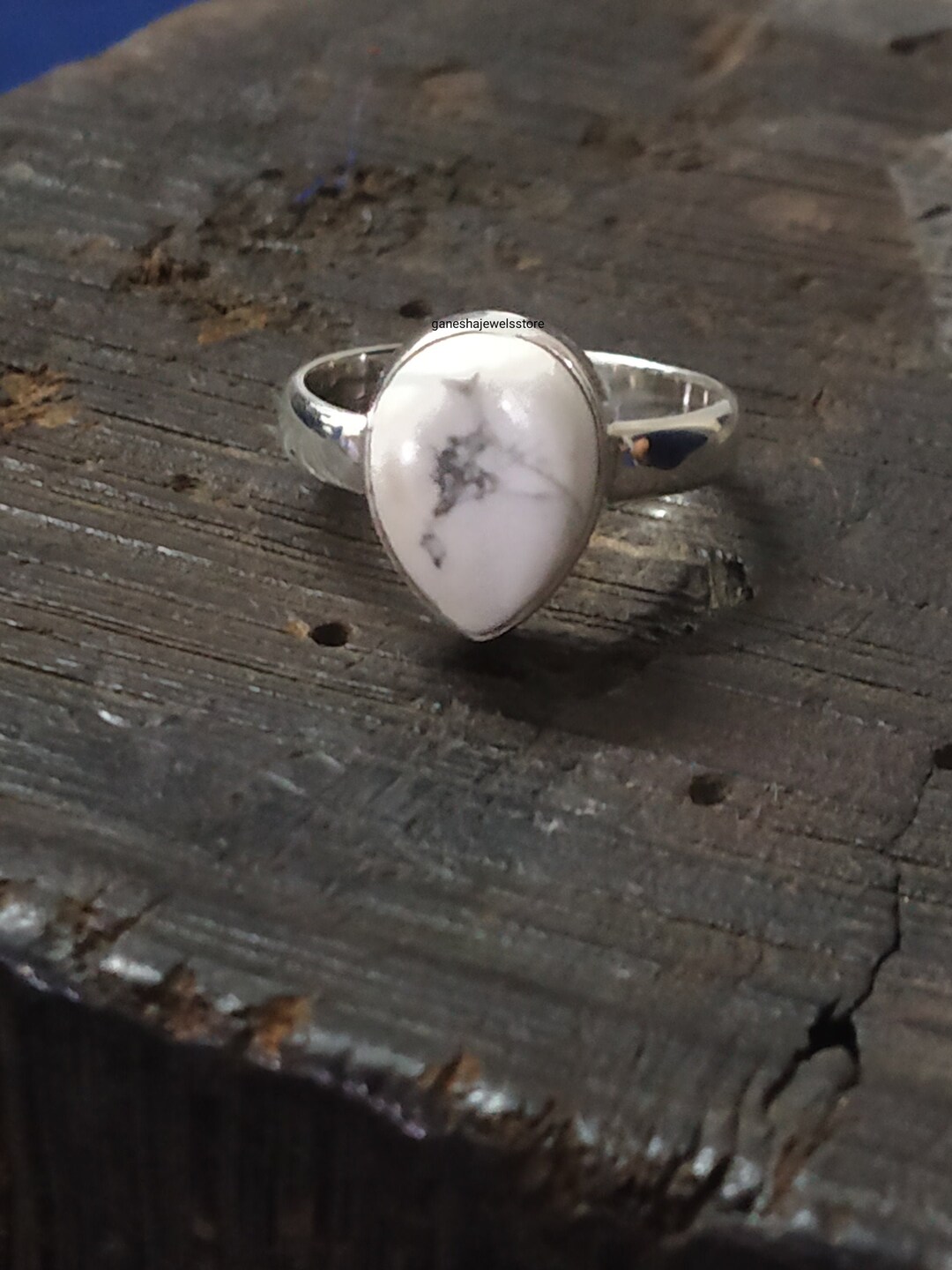 Buy White Howlite Ring, 925 Sterling Silver, White Elegant Turquoise ...