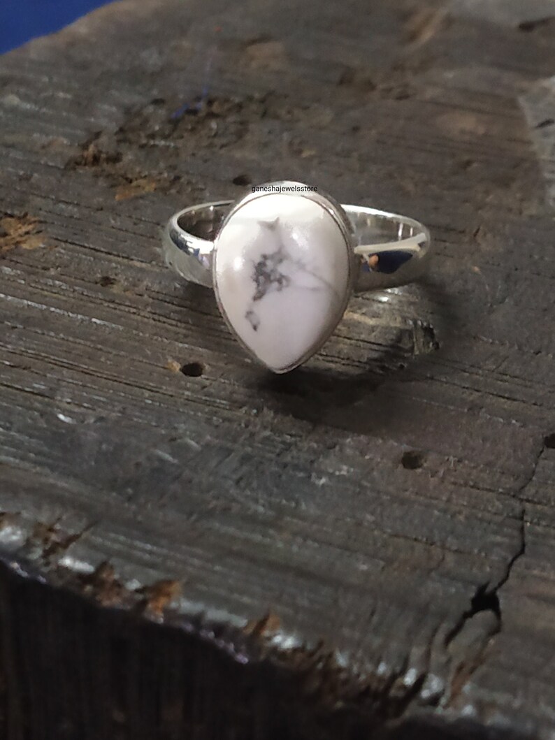 Buy White Howlite Ring, 925 Sterling Silver, White Elegant Turquoise ...