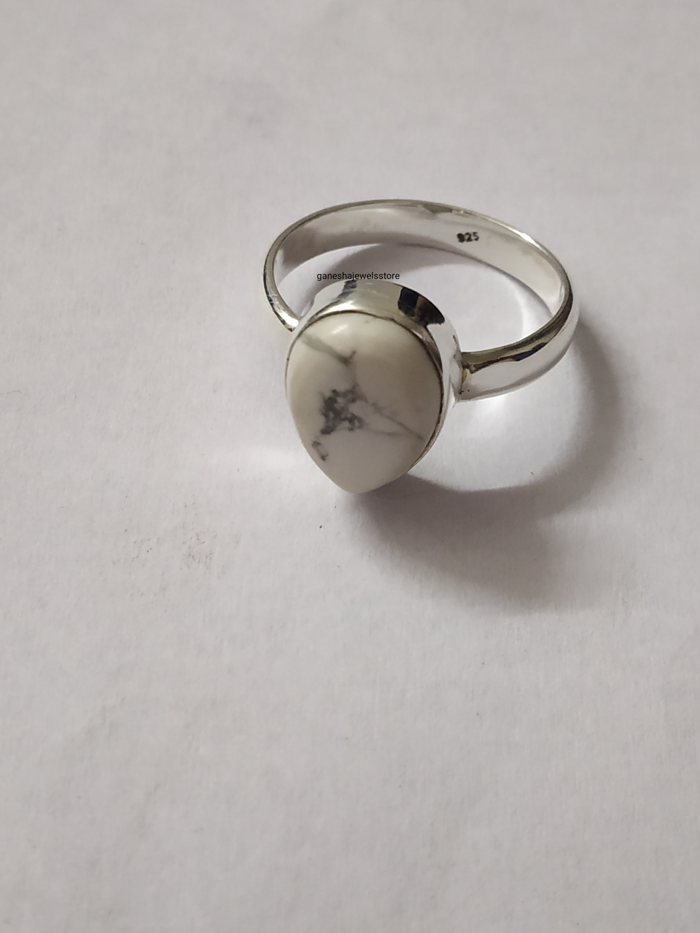 Buy White Howlite Ring, 925 Sterling Silver, White Elegant Turquoise ...