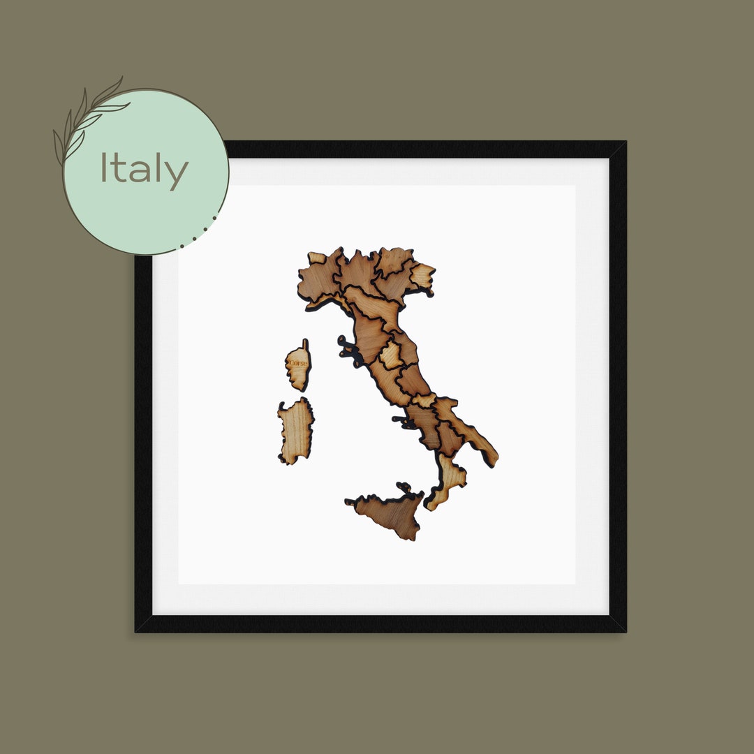 Handmade Wooden Map of Italy World Map. Framed Home Office - Etsy