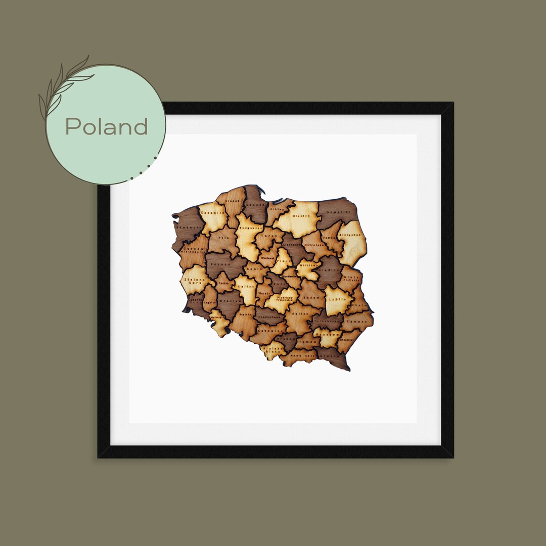 Handmade, Wooden Map of Poland, World Map. Framed Home, Office, Custom ...