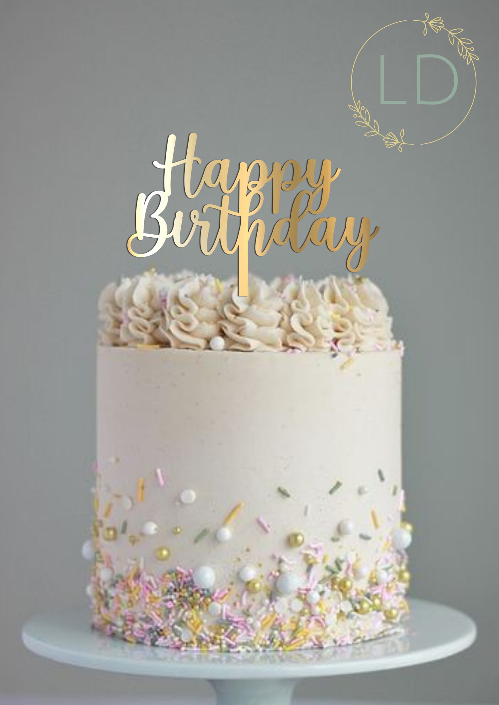 Acrylic 'happy Birthday' Cake Topper or Charm. Various Fonts, Colours ...