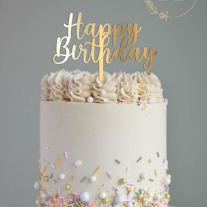 Acrylic 'happy Birthday' Cake Topper or Charm. Various Fonts, Colours ...