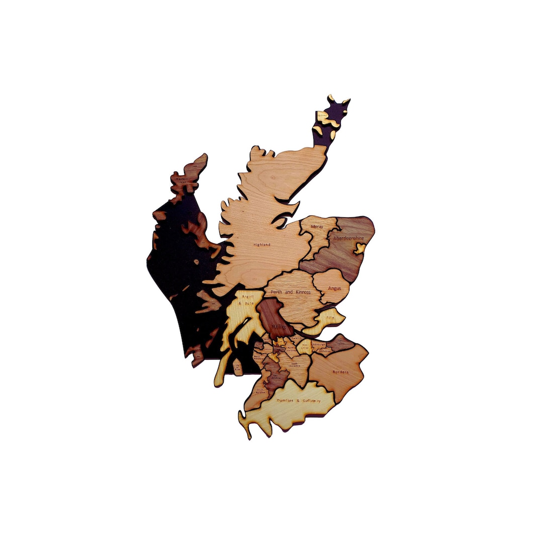 Wooden Scotland Map | World Map | Wall Decor | Optional Engraved ...