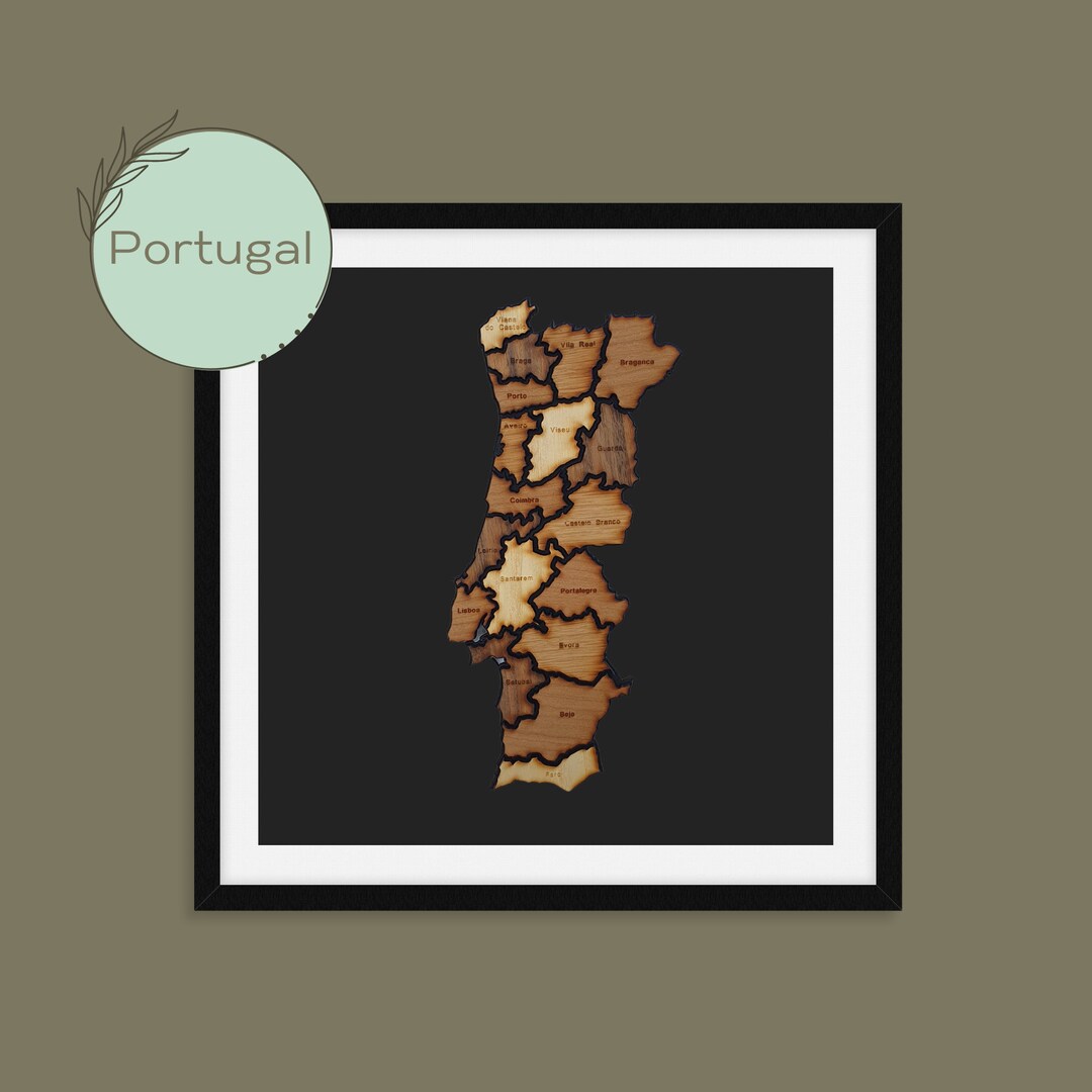 Handmade Wooden Map of Portugal World Map. Framed Home - Etsy