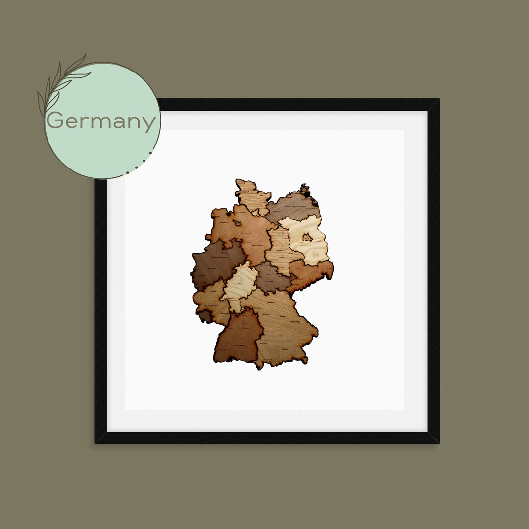 Handmade, Wooden Map of Germany, World Map. Framed Home, Office, Custom ...