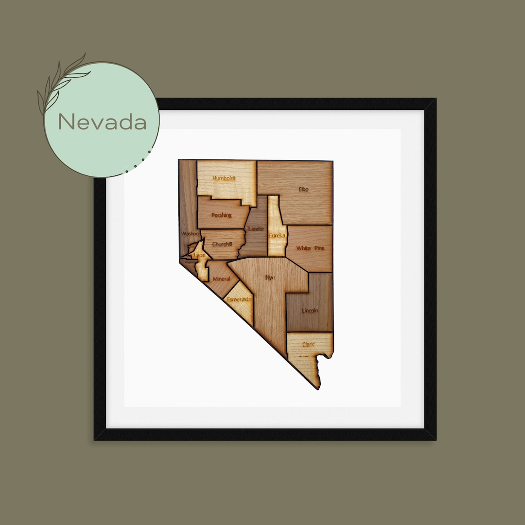 Handmade, Wooden Map of Nevada, World Map. Framed Home, Office, Custom ...