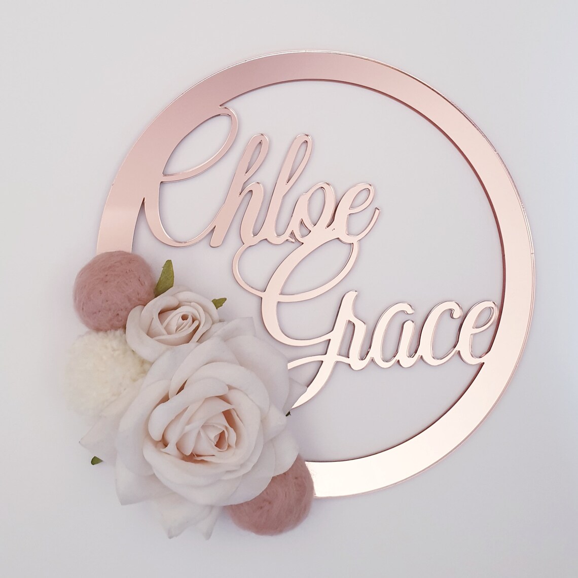 Floral Name Mirror/coloured Acrylic Hoop Personalised - Etsy UK