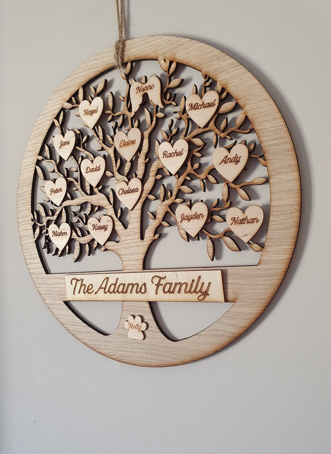 Wooden Personalised Family Tree Custom Handmade Hanging - Etsy