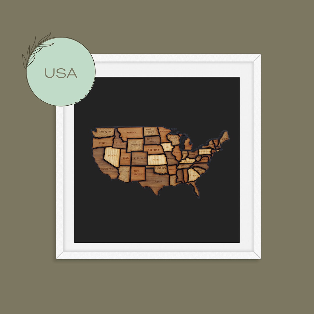 Handmade, Wooden Map of USA, World Map. Framed Home, Office, Custom ...