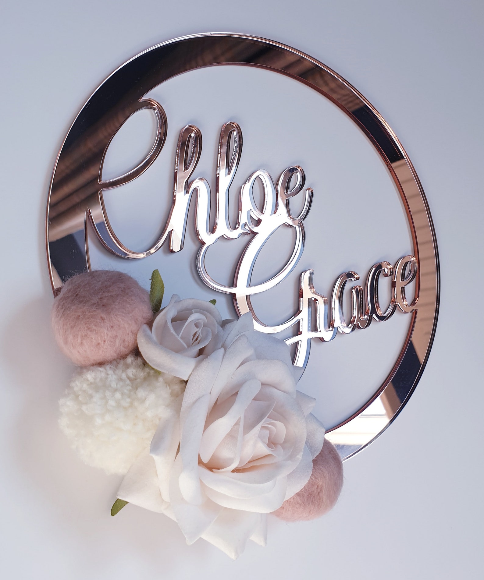 Floral Name Mirror/coloured Acrylic Hoop Personalised - Etsy UK