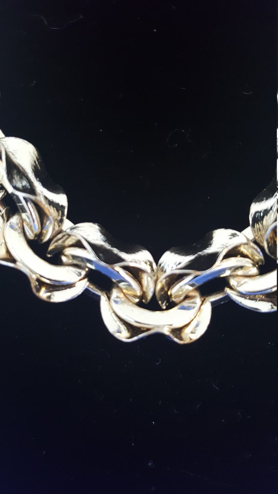 Vintage Choker Length Gold Toned Metal Lace Edged Nec… - Gem