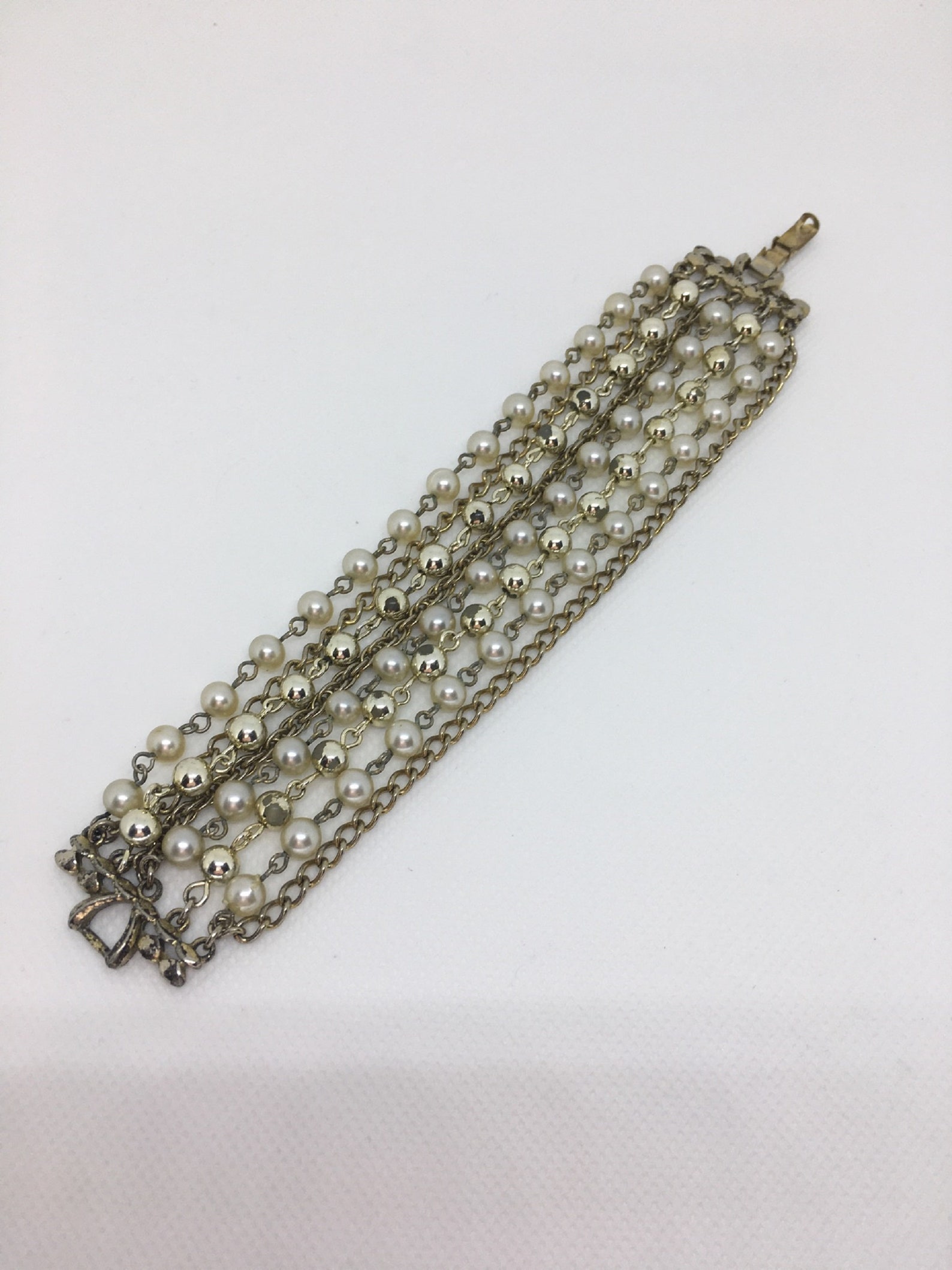 Vintage Coro Signed Multi Strand Faux Pearl Bead Bracelet 8 Strands of ...