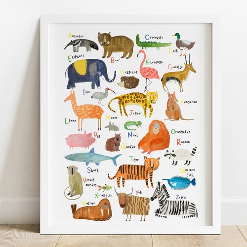 Vintage Style Alphabet Poster ABC Wall Art Kids Room Decor - Etsy