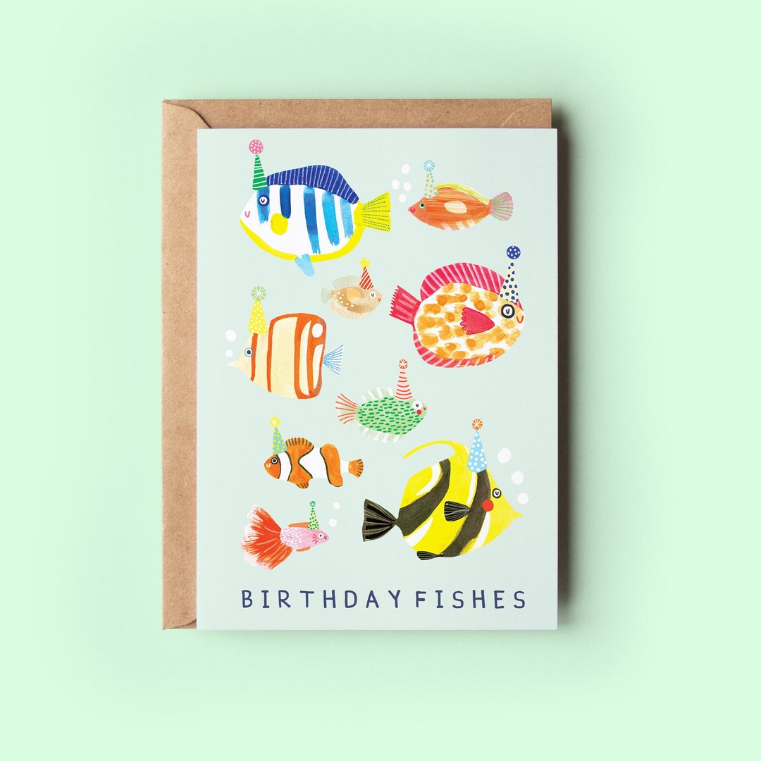 Birthday Fishes Birthday Card | Greeting Cards Bday Wishes Friend Pun ...