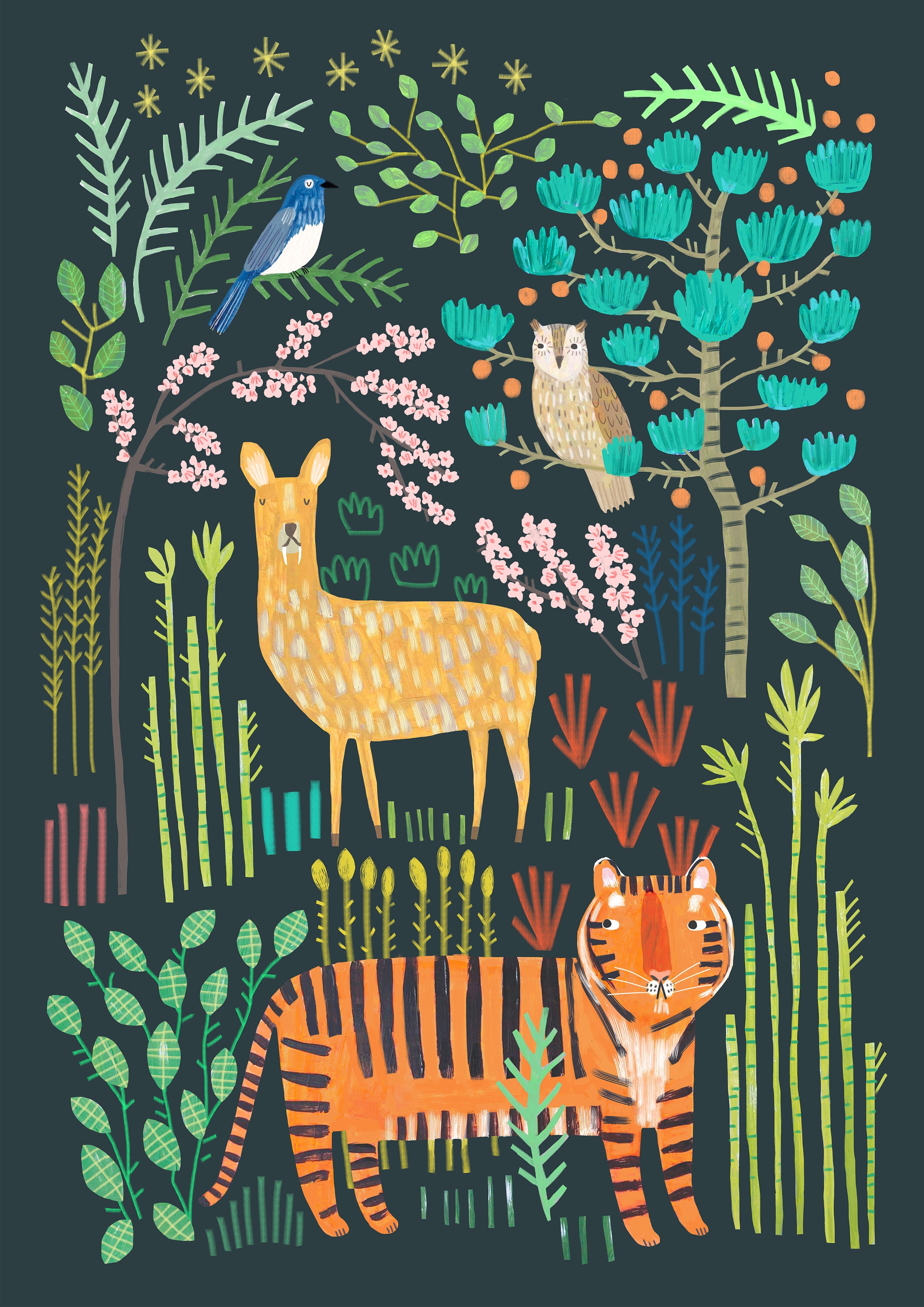 Asian Jungle Animals Print South East Asia Art Tiger Water - Etsy UK