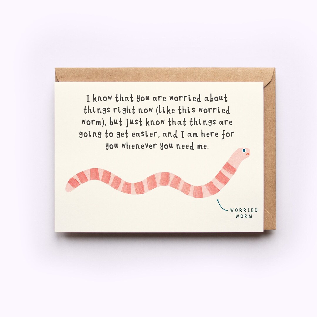 Worried Worm Card | Greetings Thinking of You Just to Say Good Luck ...