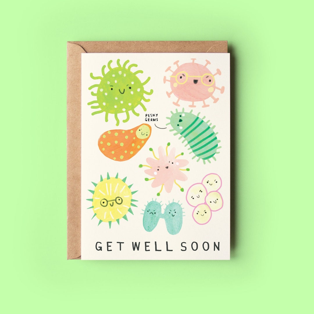 Pesky Germs Card Poorly Illness Sick Get Well Soon Thinking of You ...