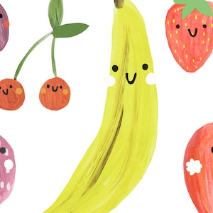 Happy Fruit Print | Cute Fruity Poster Apple Banana Berry Kids Vegan ...