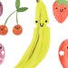 Happy Fruit Print Cute Fruity Poster Apple Banana Berry Kids Vegan ...