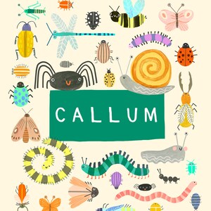 Personalised Bug Name Print | Insects Creepy Crawlies Animals Kids Room ...