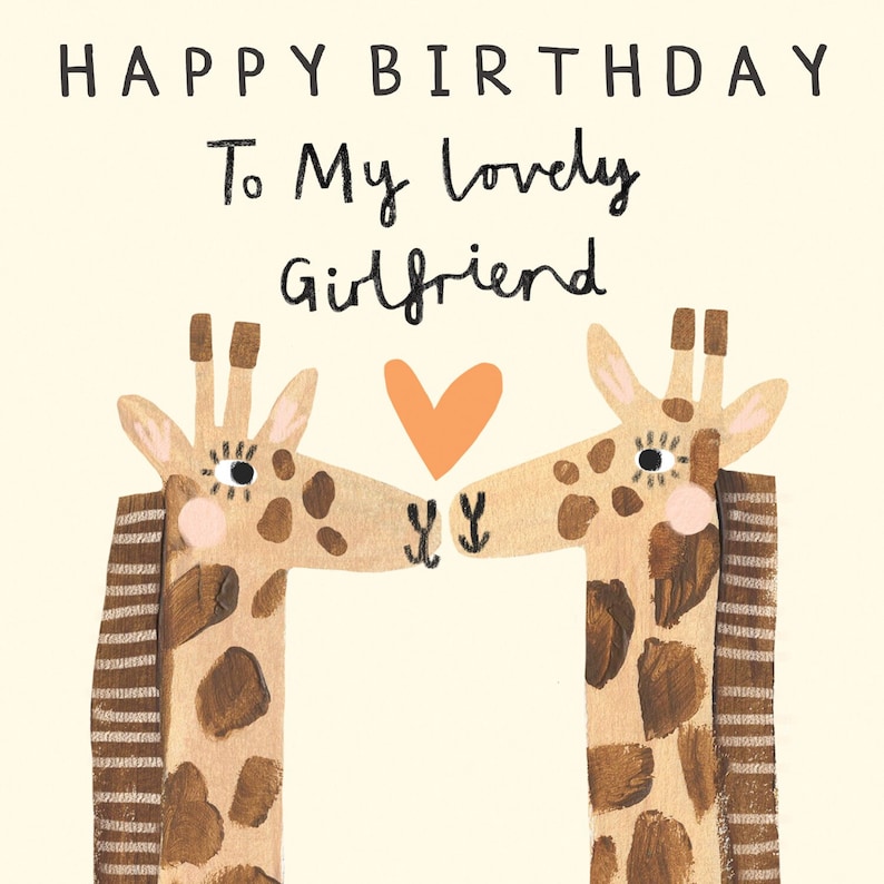 Giraffe Girlfriend Birthday Card | Girlfriend Partner Love Cute Cards ...
