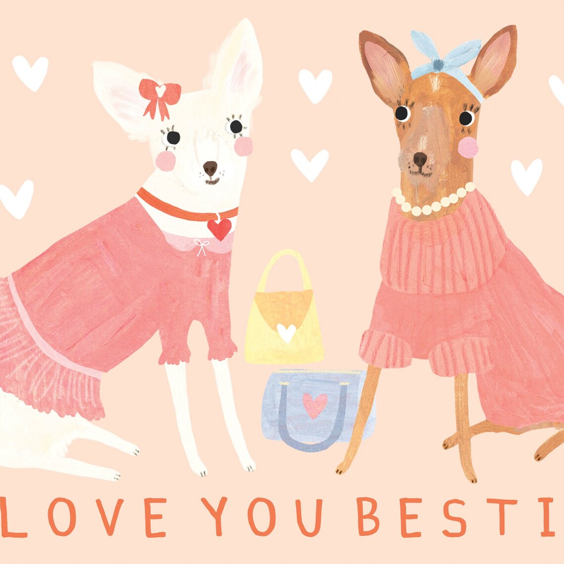 Bestie Pups Card | Dog Birthday Card Cute Bestie Pink Galentines BFF ...