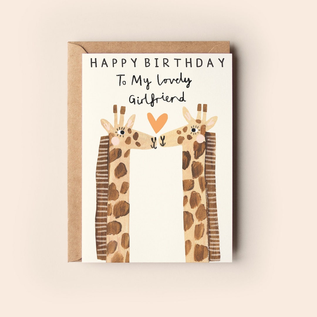 Giraffe Girlfriend Birthday Card | Girlfriend Partner Love Cute Cards ...