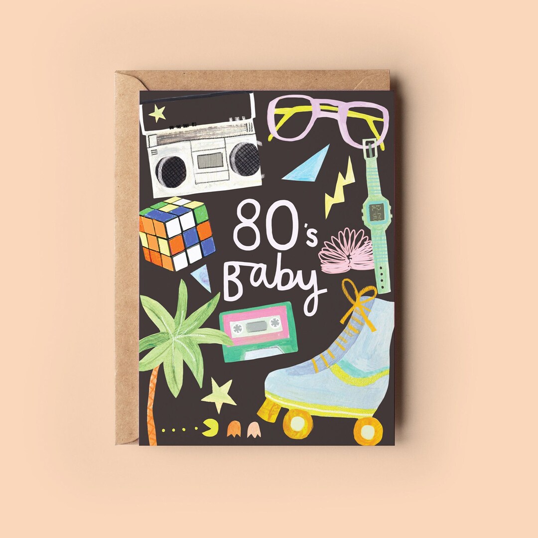 80's Baby Birthday Card | 1980 Born in the 80s 80's Nostalgia Era Funny ...