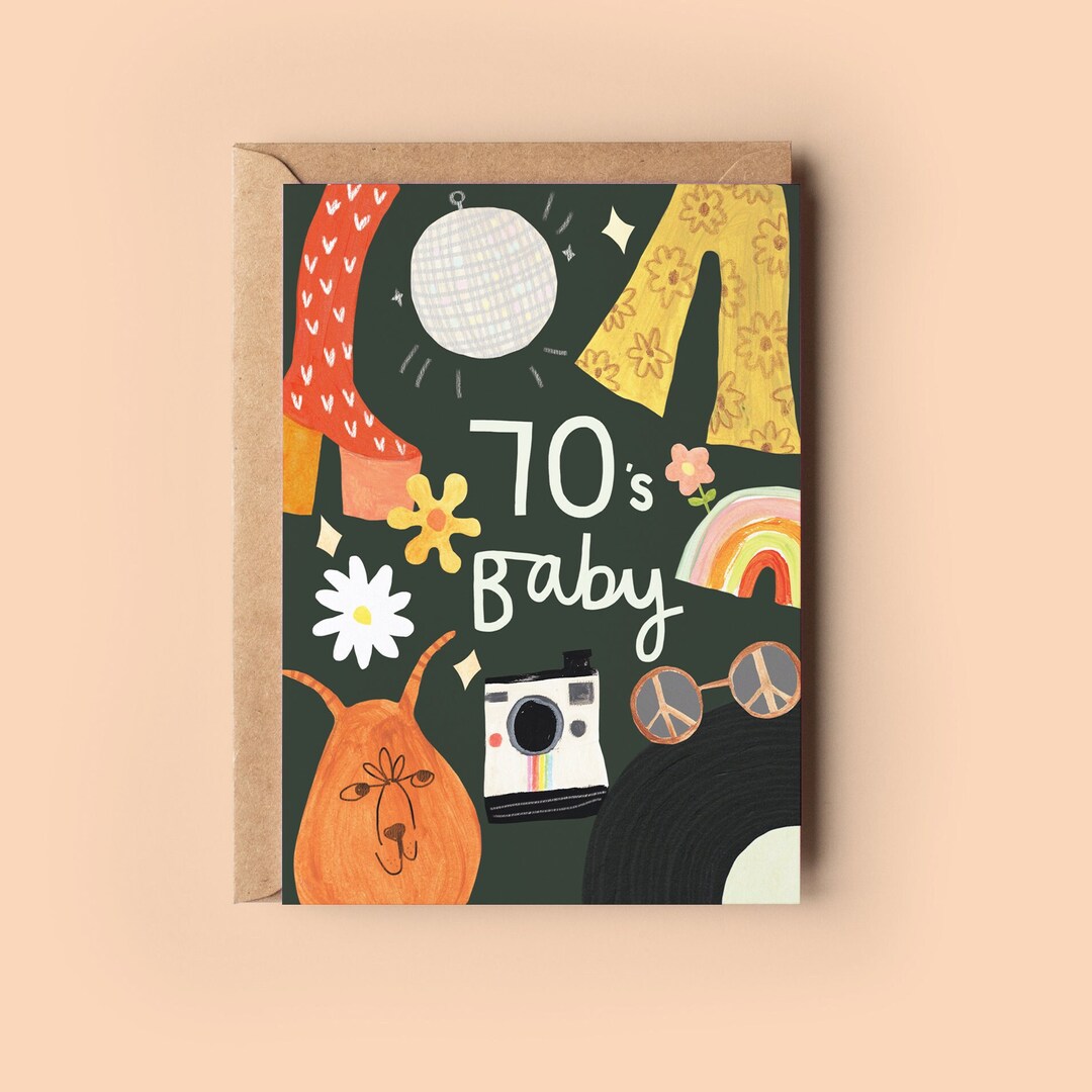 70's Baby Birthday Card | 1970 Born in the 70s 70's Nostalgia Era Funny ...
