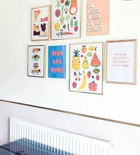 Happy Fruit Print Cute Fruity Poster Apple Banana Berry | Etsy UK