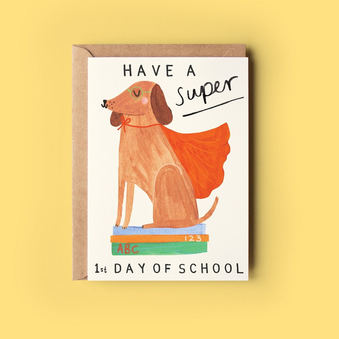 First Day of School Dog Card | Good Luck New School New Year Preschool ...
