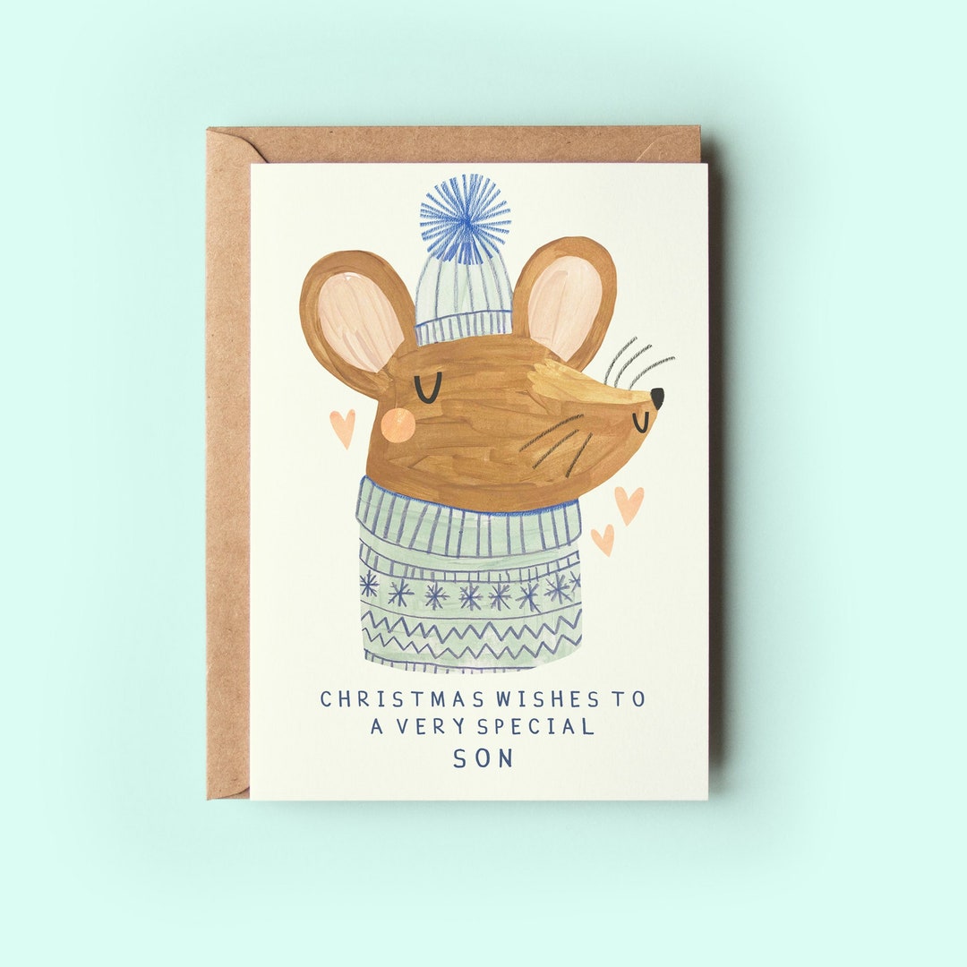 Son Mouse Christmas Card | Son Child Cute Family Xmas Merry Seasons ...