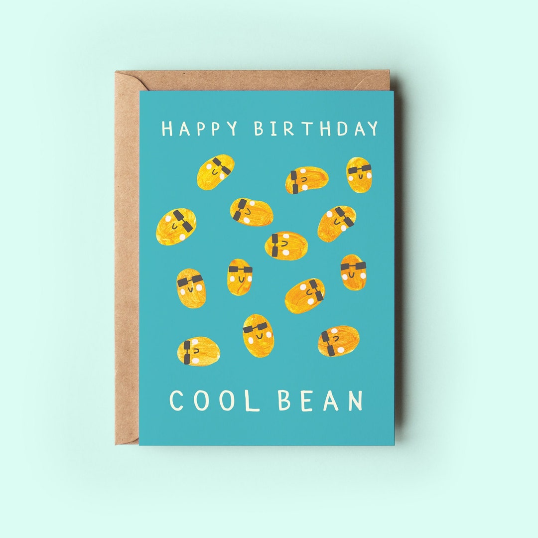Cool Bean Birthday Card | Baked Beans Card Funny Humour Vegan Greeting ...
