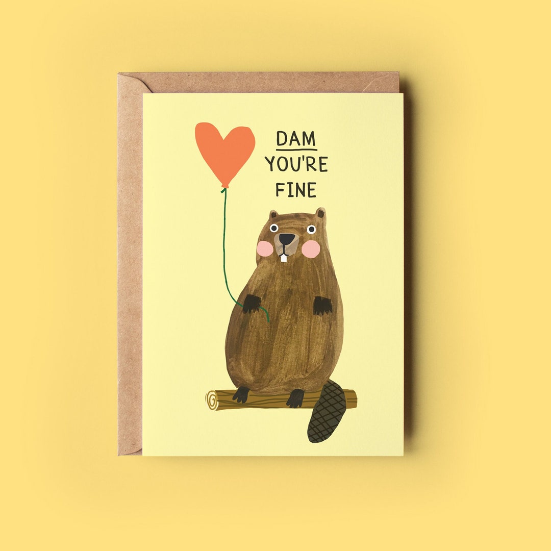 Dam Fine Beaver Card | Birthday Card Funny Humour Greeting Card Love ...